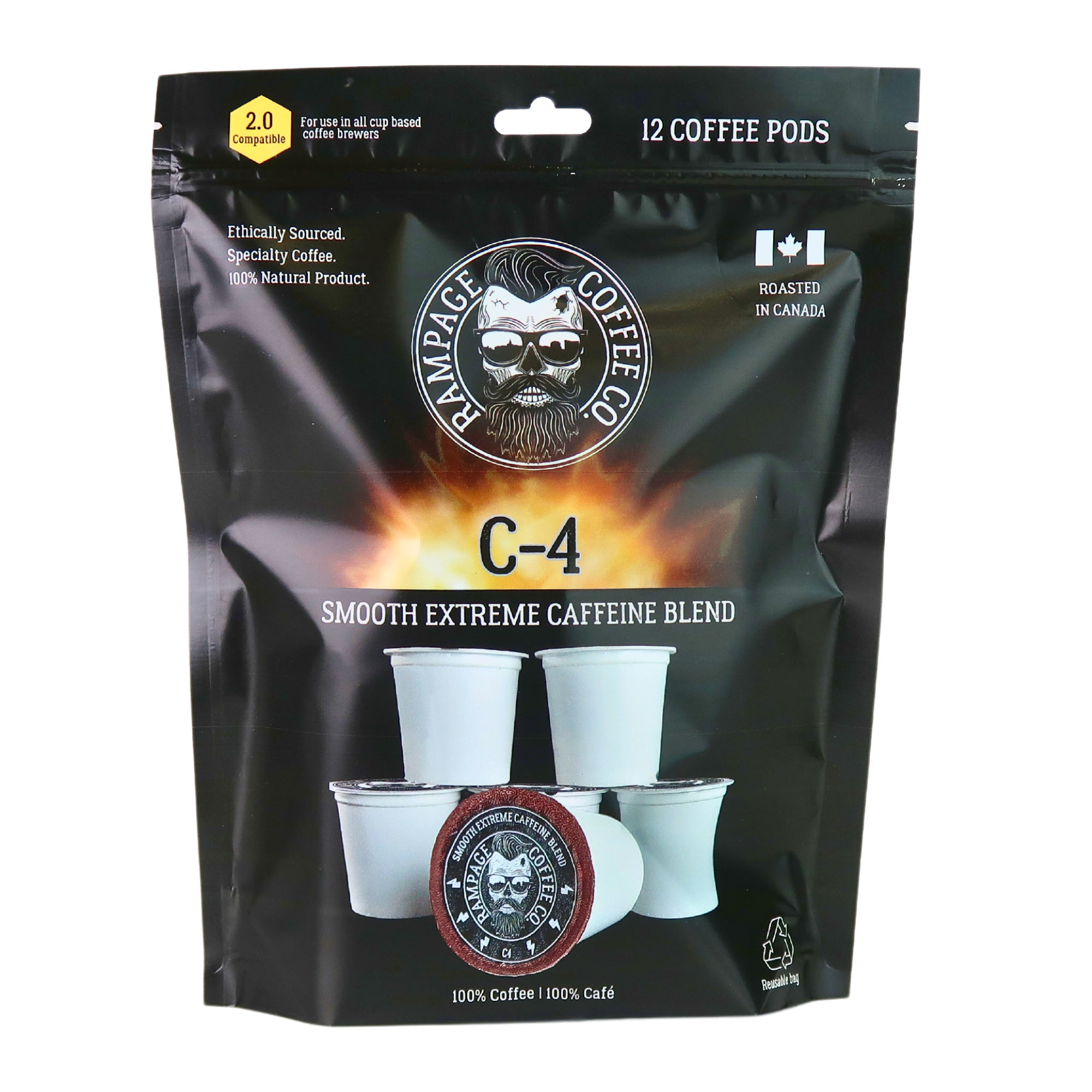 Rampage Coffee Co. C-4 Smooth Extreme Caffeine Premium Blend Coffee ...
